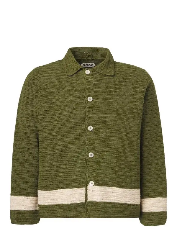 BODE Crochet Cotton Shirt - Green