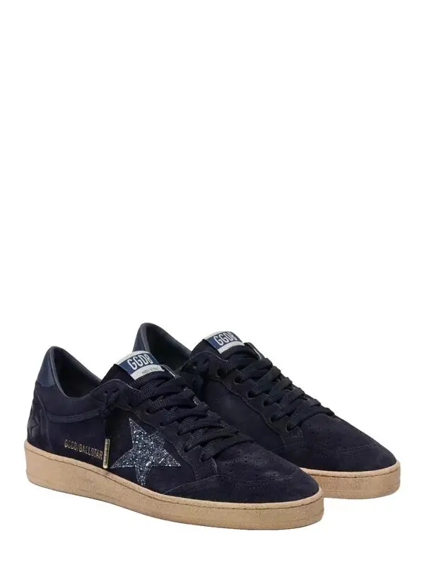 GOLDEN GOOSE Ball Star Suede Sneakers With Glitter Star - Blue