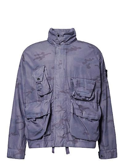 Stone Island Camo Compass-badge Ripstop Field Cotton-blend Jacket - Blue Grey