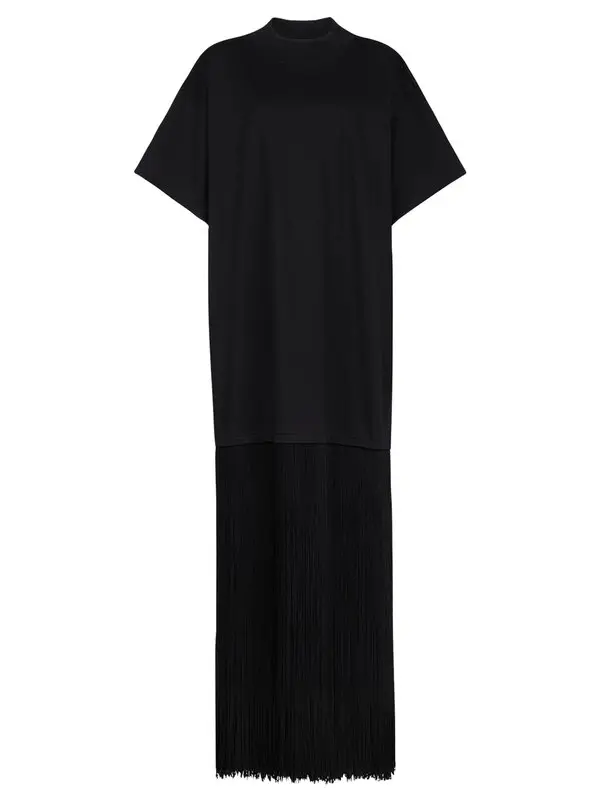 Alaïa Cotton Fringed T-shirt Dress - Clear