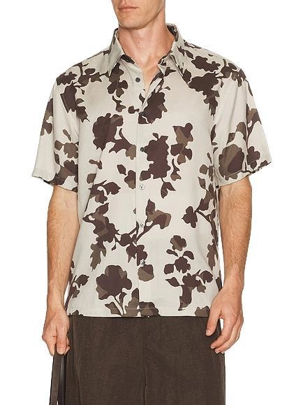 Theory Floral Lyocel Irving Shirt - Silver Cloud Multi