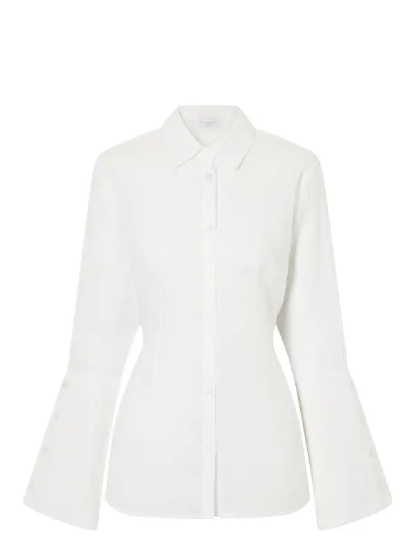 VIOLANTE NESSI Cayo Linen Shirt With Sculpted Waist And Elongated Cuffs - White