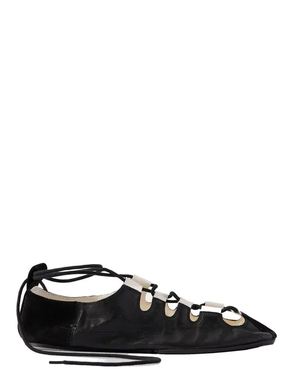 Alaïa Suede-trimmed Leather Ballet Flats - Black