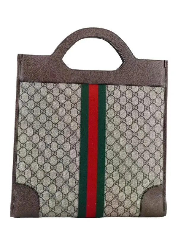 Gucci Ophidia Cut Out Handle Gg Coated Canvas Medium Tote Bag - Brown
