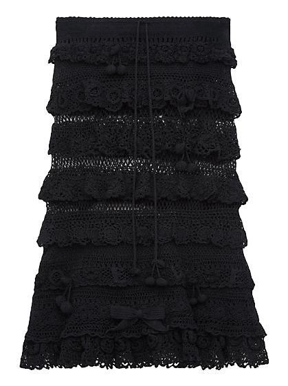 Loewe X Paula's Ibiza Ruffled Crochet Cotton Midi Skirt - Black