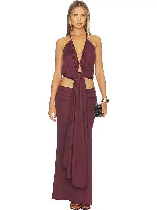 AYA MUSE Kaima Halterneck Top - Wine