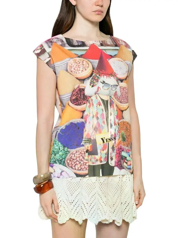 The Artistylist Graphic Print Sleeveless Tank Top - Orange