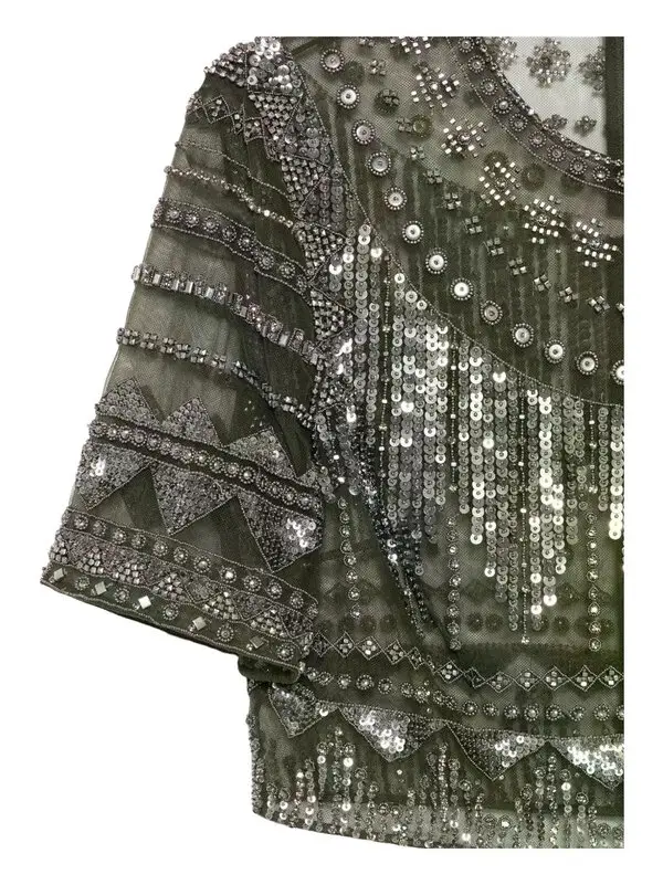 Elie Saab Embellished Cropped Top - Silver