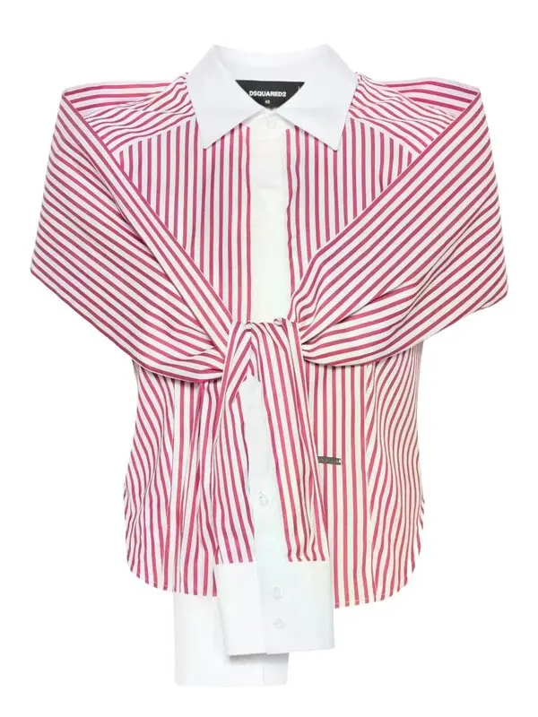 Dsquared2 Knotted-sleeve Striped Cotton Shirt - Red