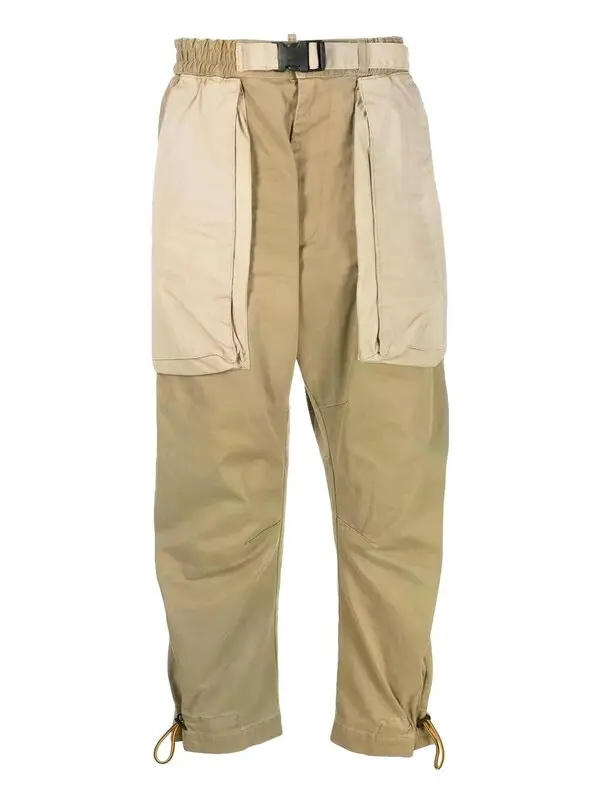 Dsquared2 Belted Waist Cropped Trousers In Khaki - Neutrals
