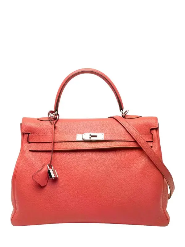 Hermès Kelly Ii Retourne 35 Satchel In Clemence Leather - Red
