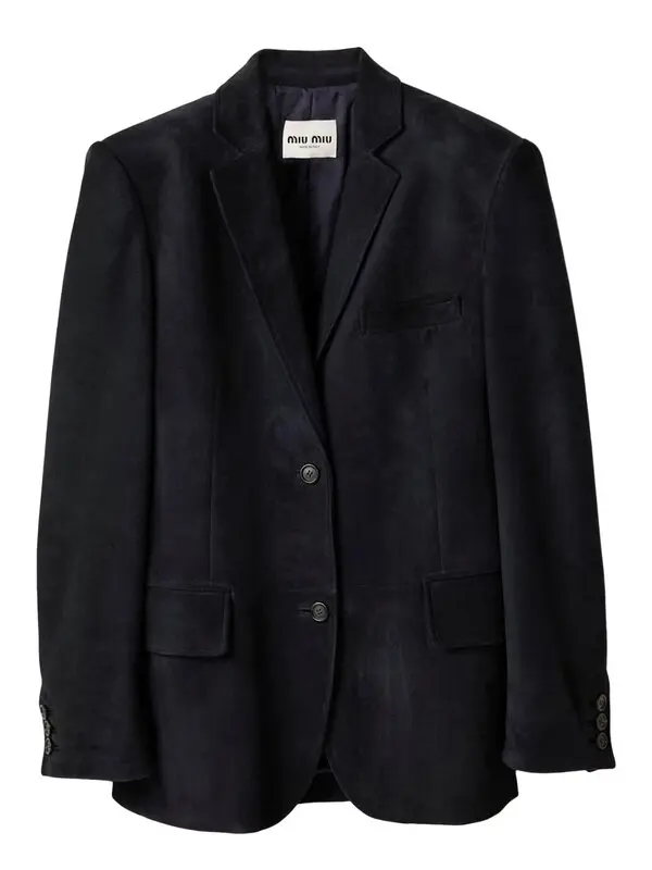 Miu Miu Waxed Suede Blazer - Blue