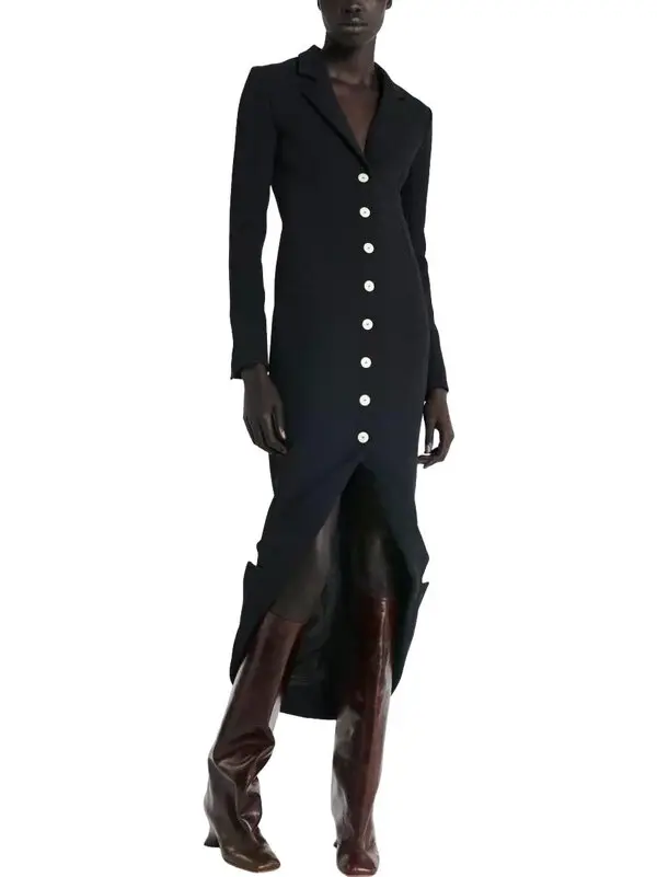 A.W.A.K.E. Mode V-neck Asymmetric Dress - Black
