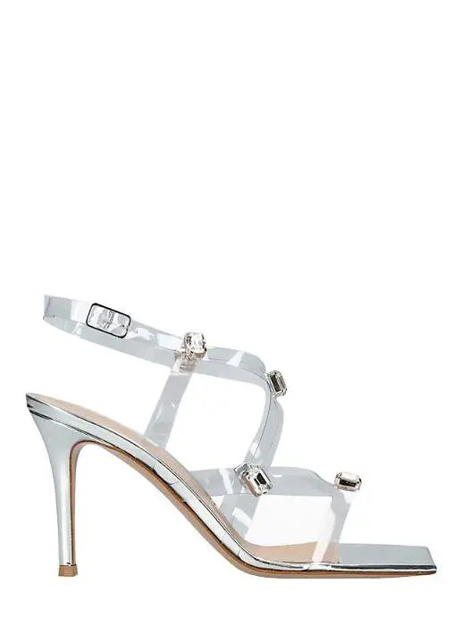 GIANVITO ROSSI Crystal Fever Pvc And Leather Heeled Sandals - Silver