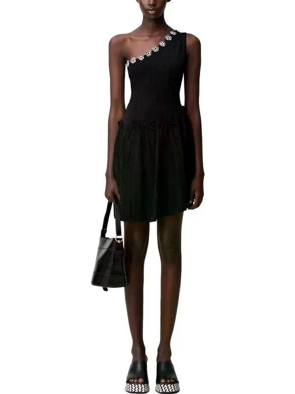 Claudie Pierlot Crochet Floral Knit Dress - Black