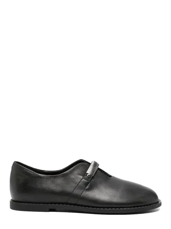 SERGIO MORETTI FIRENZE Leather Loafers With Metal Bar Detail - Black