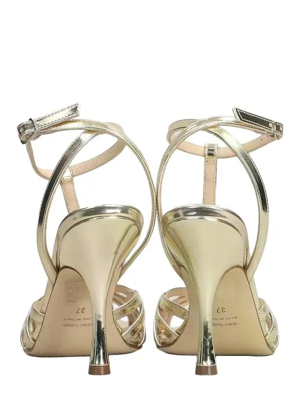 ANNA F. Metallic T-bar Sandals - Gold