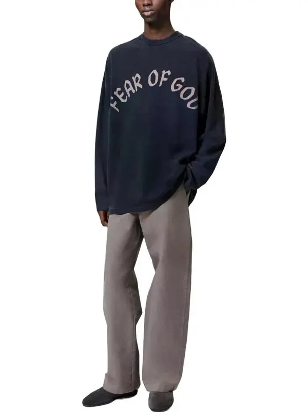 Fear Of God Logo-print Long-sleeved T-shirt - Charcoal