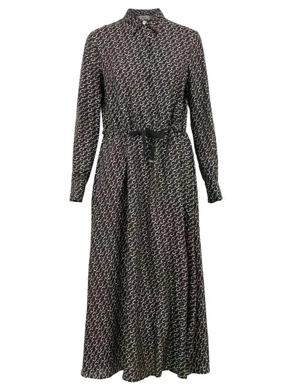Herno Printed Silk Shirt Dress - Black
