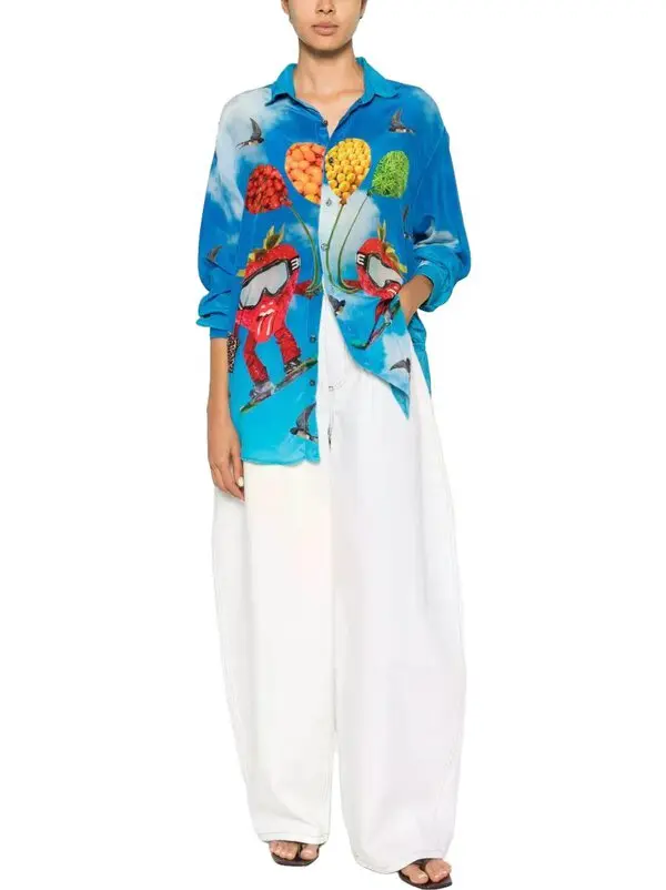 The Artistylist Graphic Print Long-sleeve Shirt - Blue
