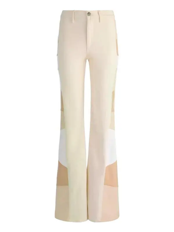 Alice + Olivia Patchwork Flare Jeans - Neutrals