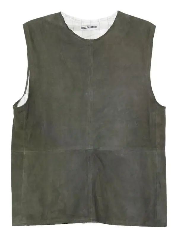 SONIA CARRASCO Suede Panelled Sleeveless Top - Green