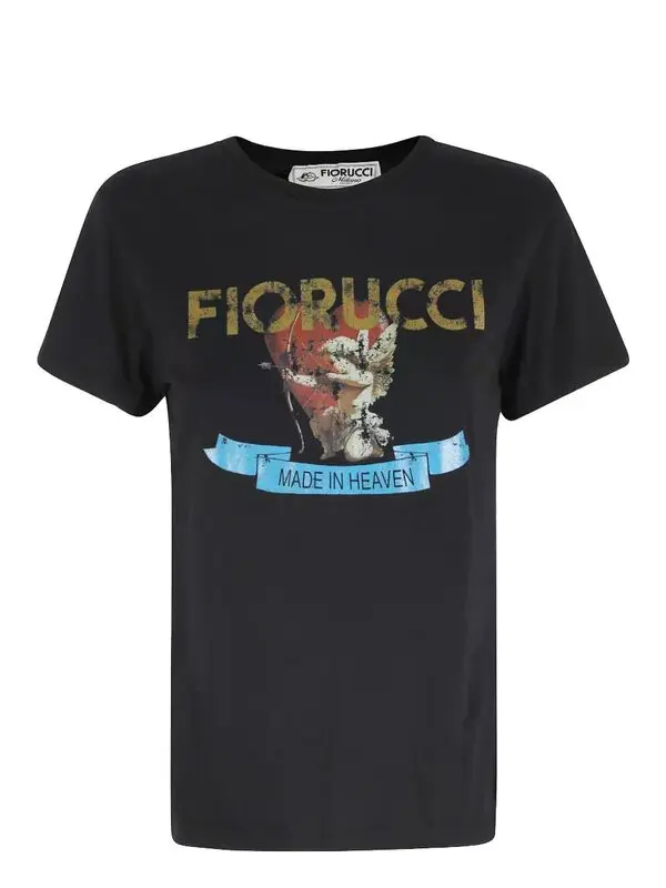 Fiorucci Print Detail Crew Neck T-shirt - Black