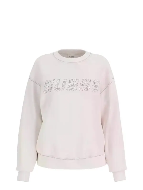 Guess Embellished Logo Crew Neck Sweatshirt - Neutrals