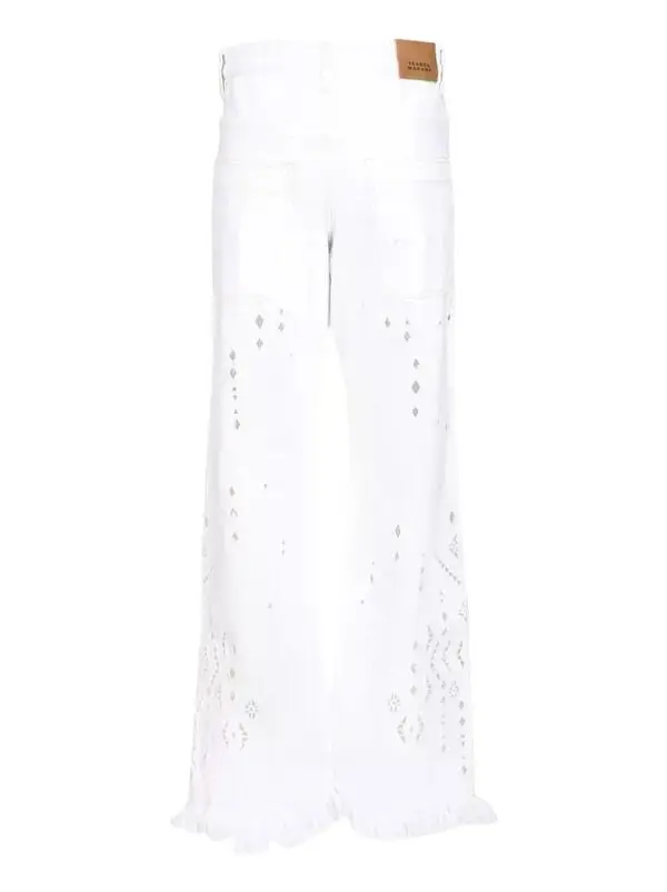 Isabel Marant Étoile Broderie Anglaise Frayed Hem Trousers - White