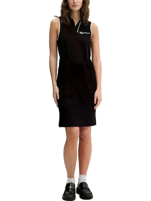 Karl Lagerfeld Logo-embroidered Sleeveless Mini Dress - Black