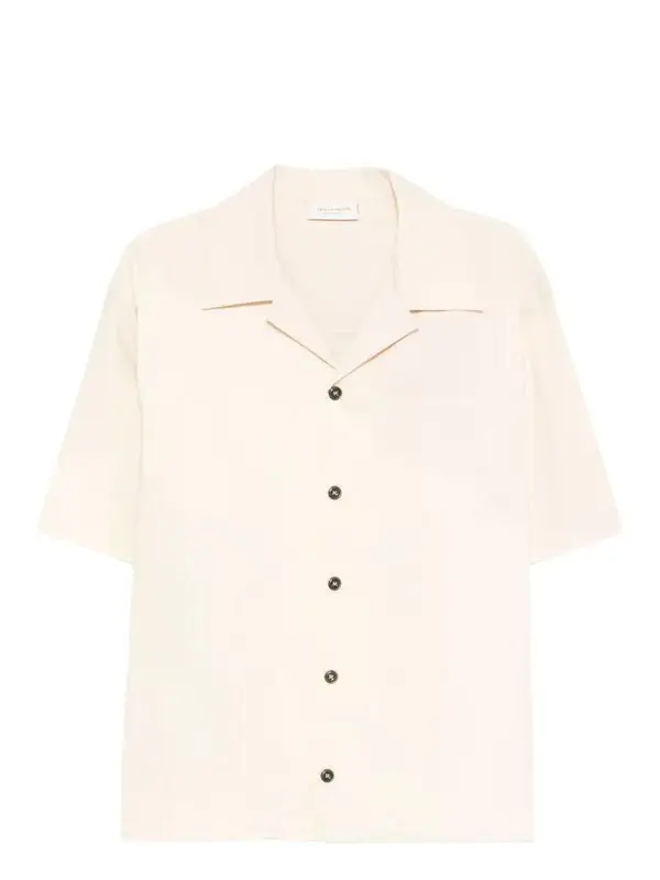 YES LONDON Camp-collar Short-sleeve Shirt - Neutrals