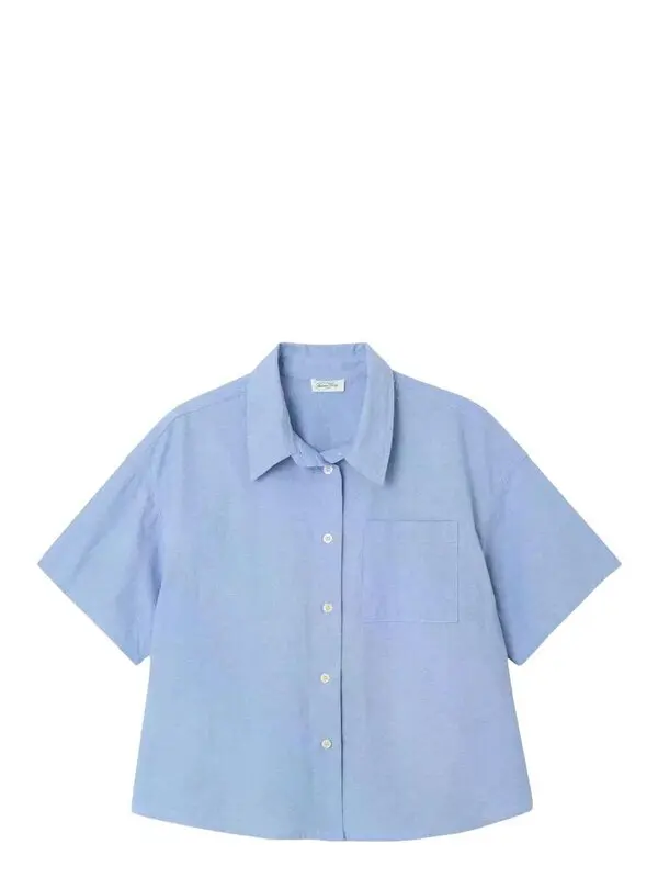 American Vintage Short-sleeve Shirt With Classic Collar - Blue