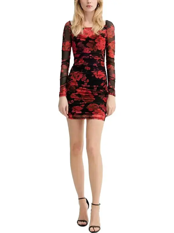 Guess Floral Print Mini Dress - Red