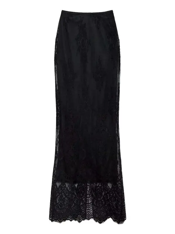 ANIYE BY Silva Lace Floral Midi Skirt - Black