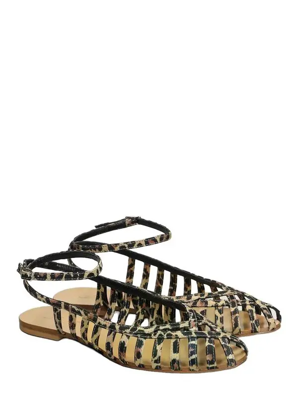 ANNA F. Animal Print Cage Sandals - Neutrals