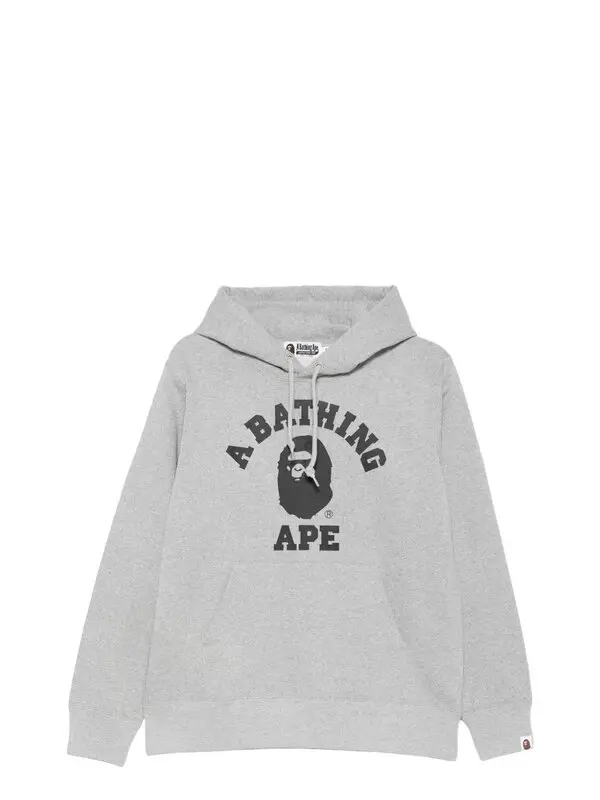 A BATHING APE Logo Print Hoodie - Grey