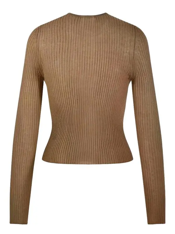 NUDE Ruffled Ribbed Blouse - Neutrals