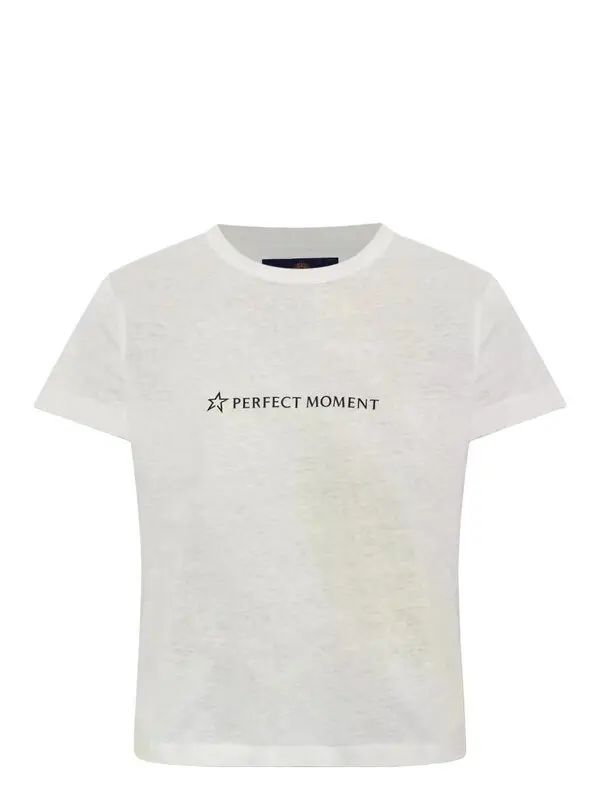Perfect Moment White Slub Texture Logo Print T-shirt - Neutrals