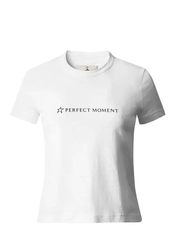 Perfect Moment White Slub Texture Logo Print T-shirt - Neutrals