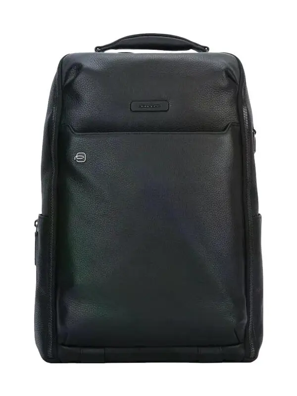 PIQUADRO Pebbled Leather Backpack - Black
