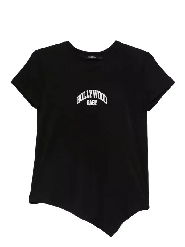 MISBHV Asymmetric Hem Lettering Print T-shirt - Black