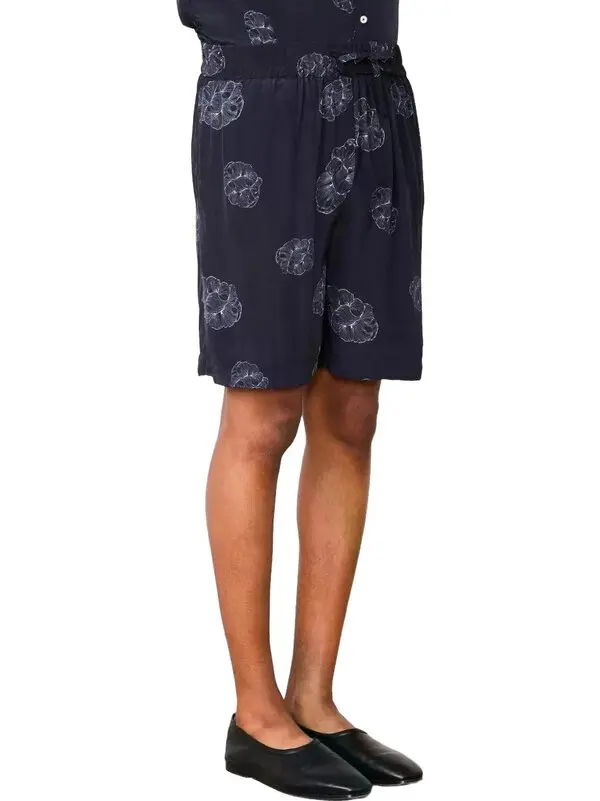 Officine Générale Floral Print Drawstring Shorts - Blue