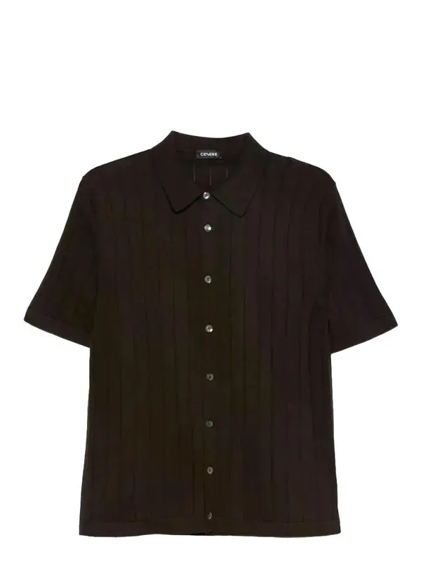 CENERE GB Ribbed Short-sleeves Shirt - Brown