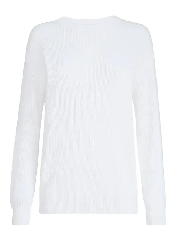 Brunello Cucinelli Cotton Monili-detail Crew Neck Sweater - White