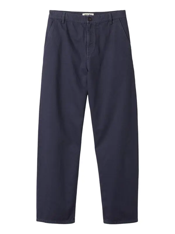 Miu Miu Cotton Gabardine Straight Trousers - Grey
