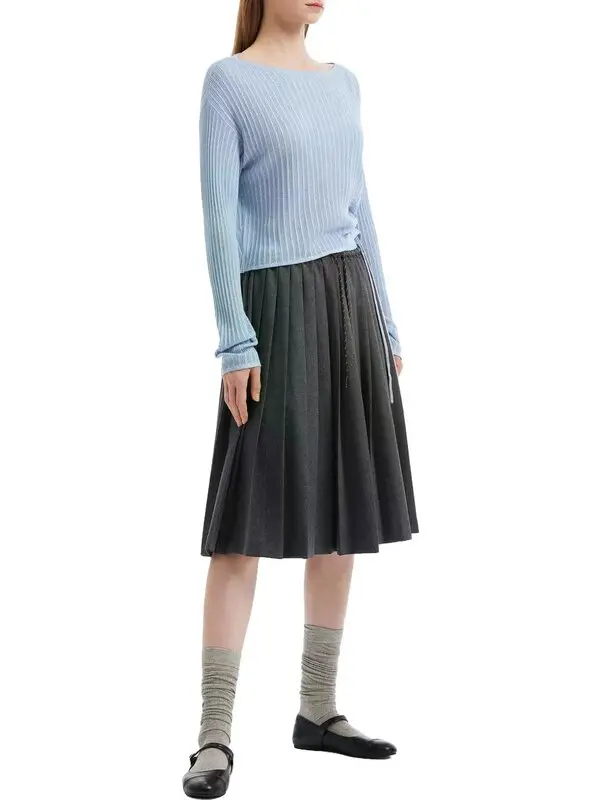 TOUT A COUP Ribbed Boat-neck Sweater - Blue