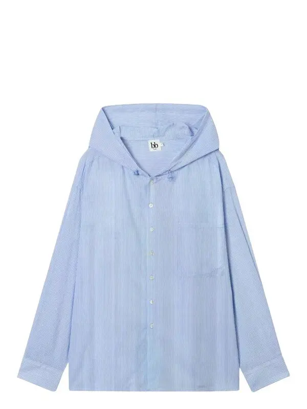 B+AB Hooded Striped Shirt - Blue