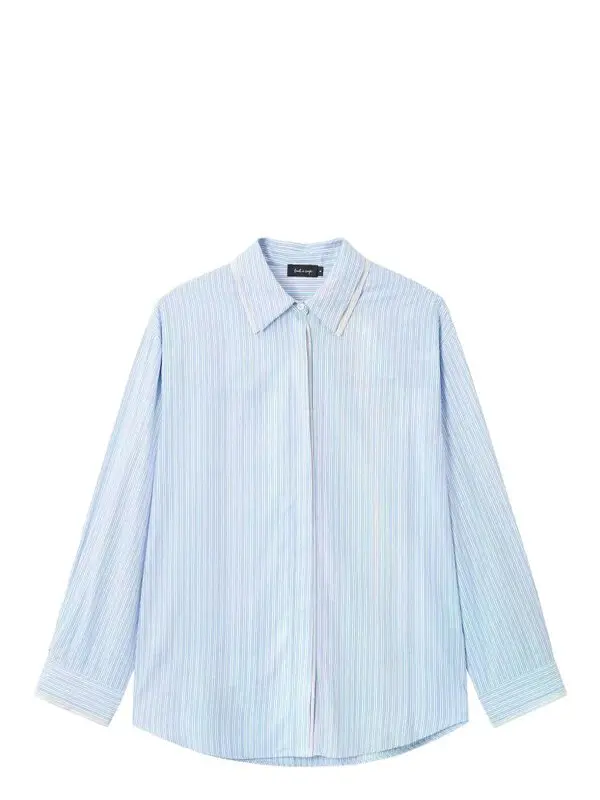 TOUT A COUP Striped Long Sleeve Shirt - Blue
