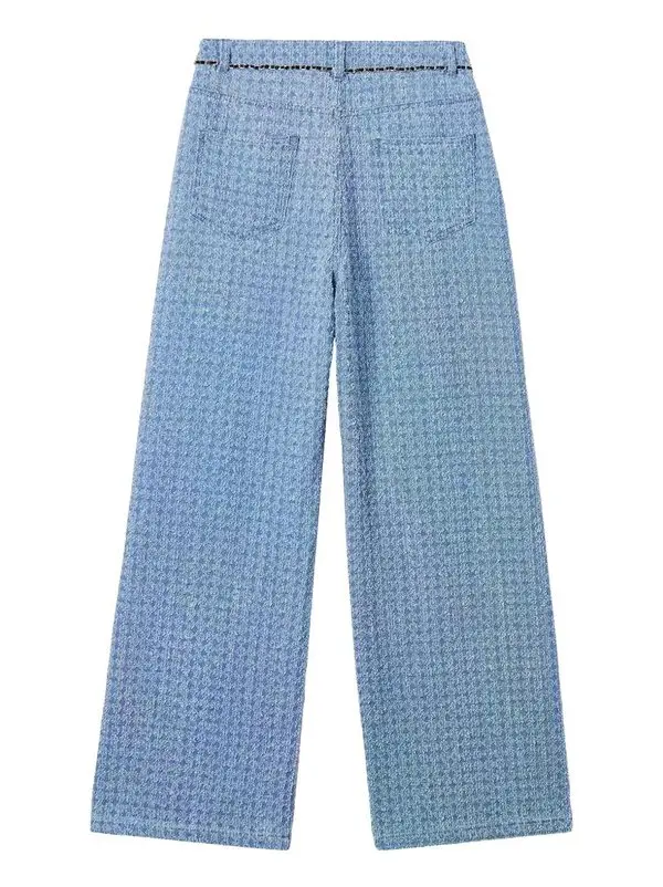 B+AB Textured Pleated Wide-leg Trousers - Blue