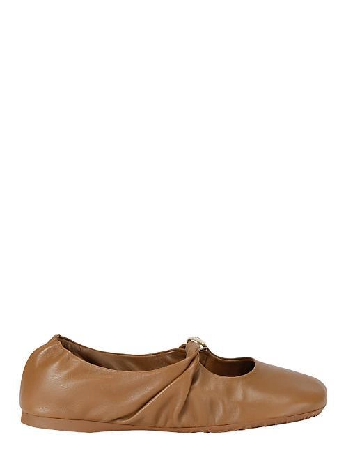 Loewe Pebble Soft Ballerina Leather Flats - Mid Brown